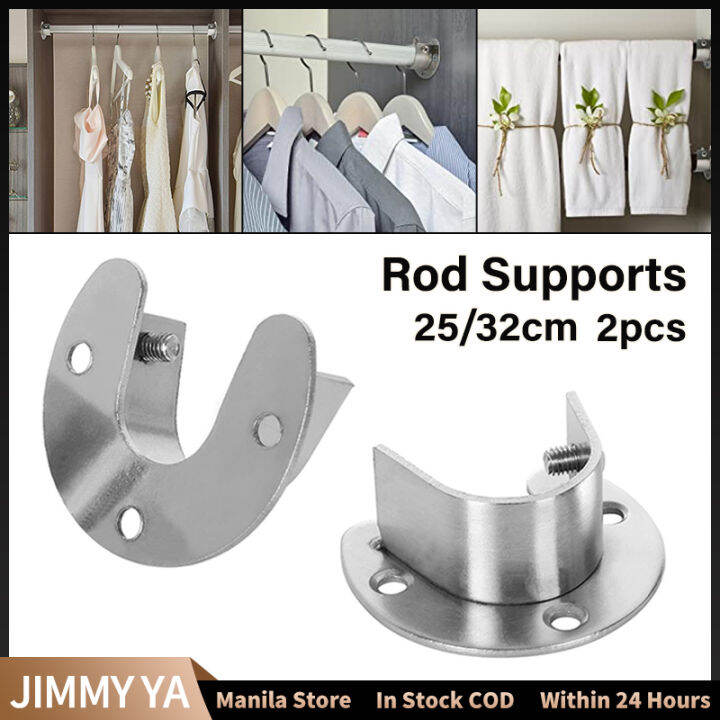 Stainless Steel Closet Rod Support Holder Heavy Duty Round Tube U Shaped Supports Shower Curtain ...