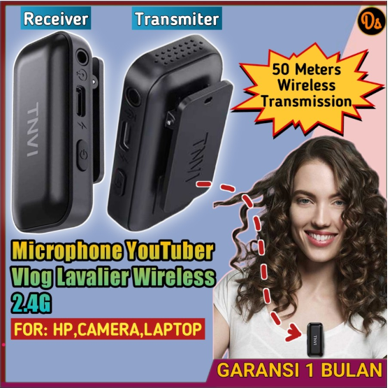 Mic Microphone Vlog Microfon Youtuber Lavalier Wireless HP Camera PC ...