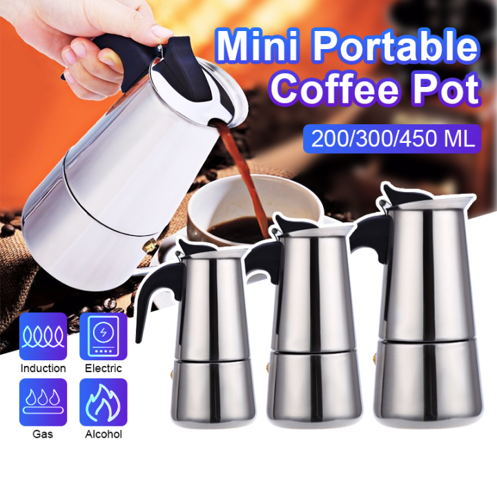 Italian Coffee Moka Pot Stainless Steel Coffee Maker Pot Espresso Latte ...