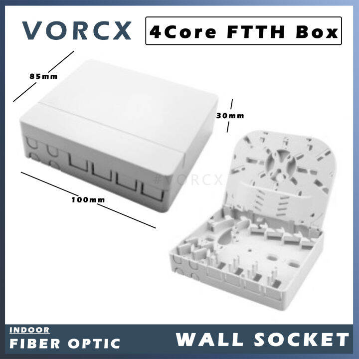 FWS 4Core FTTH Box Fiber Optic Wall Socket SC SM Simplex Adaptor | Lazada