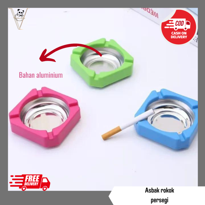 [ VBEAR ] PROMO!!! COD - Asbak Rokok Segi Stainless Warna ukuran 9cm ...