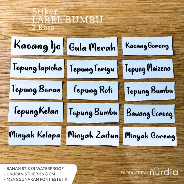Stiker Label Bumbu Tahan Air (2 Kata) Tulisan Bumbu / Tulisan Tepung ...