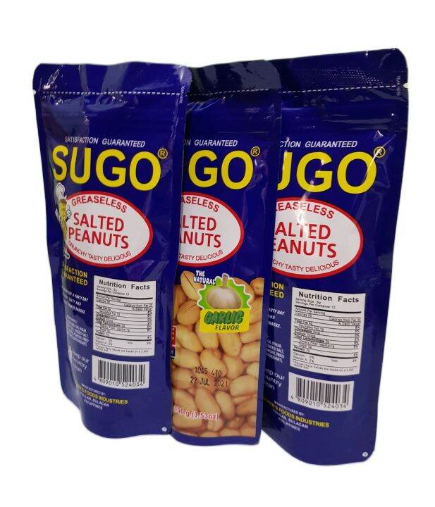 SUGO Greaseless, Salted PEANUTS - Garlic Flavor (pack of 6 pieces x 100 ...