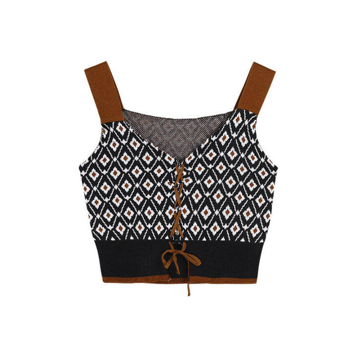 MISS'O BJ1293 Baju Tanktop CropTop Knit Vest Atasan Rajut Vneck Korean ...