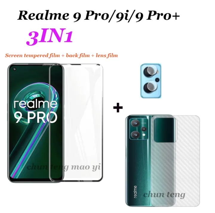3 In 1ฟิล์มกระจกนิรภัย,สำหรับ Realme 9pro/9i /Pro + หน้าจอ + ฟิล์มเลนส์กล้อง + ฟิล์มไฟเบอร์ออปติ ...