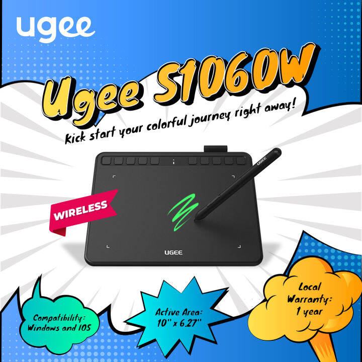 UGEE S-Series S1060W, Graphic Drawing Tablet Active Area 10"x 6.2 ...