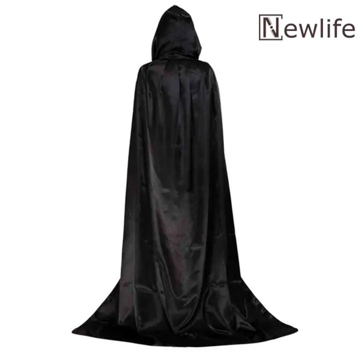 Halloween Cape Cosplay Costume Hooded Cloak Vampires Witches Robe Black ...