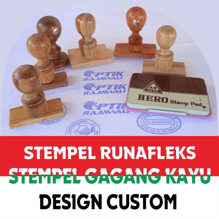 Custom Stempel Biasa Runafleks Stempel Gagang Kayu | Lazada Indonesia