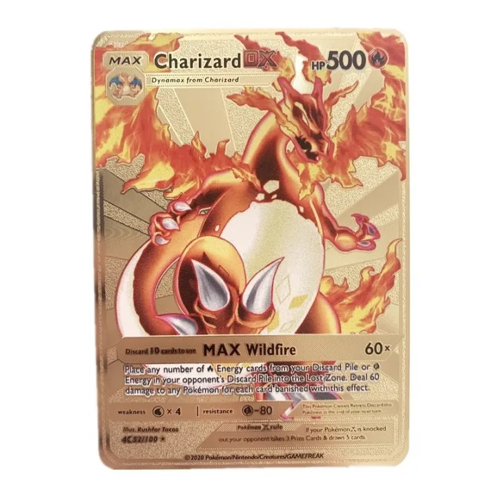 【CW】 2021 Latest Pokemon Flash Metal Fire-breathing Dragon Gx Vmax V EX ...
