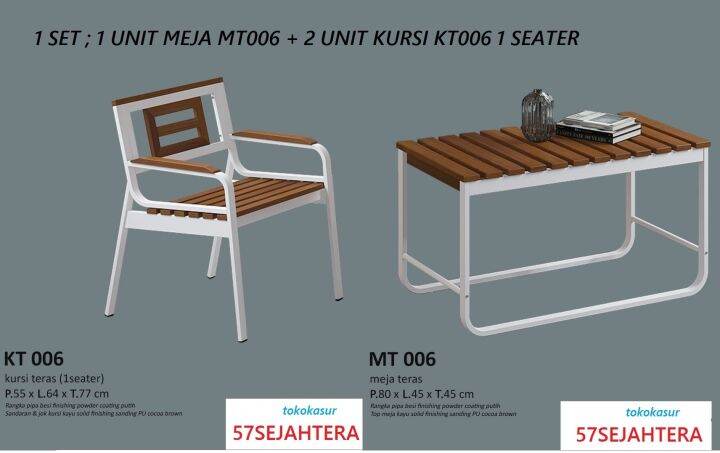Meja Kursi Teras SET 006 SIANTANO TERDIRI 1 UNIT MEJA MT006 + 2 UNIT KT006 1 SEATER | Lazada ...