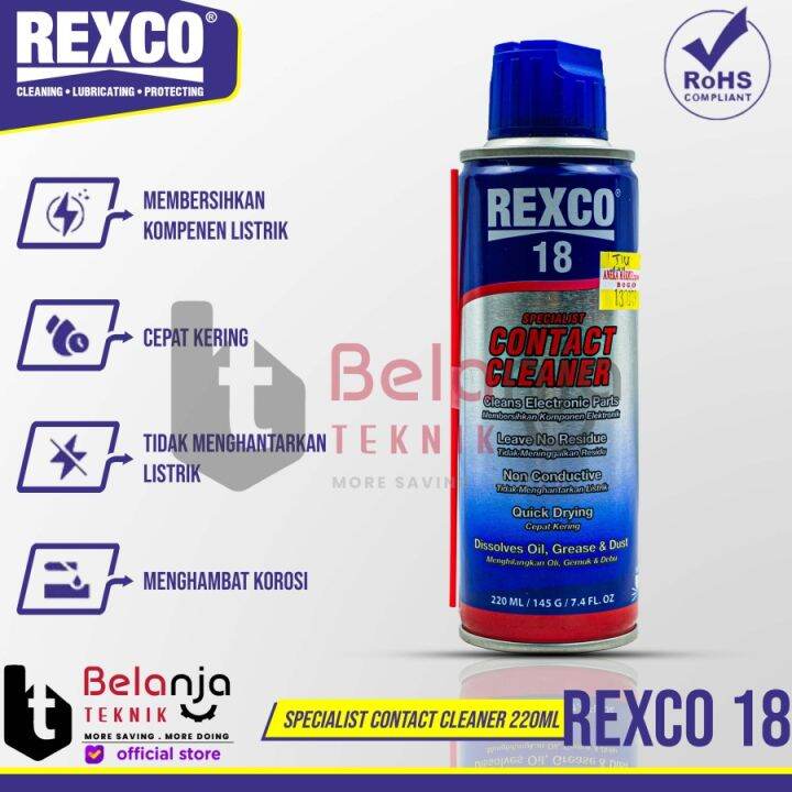 Rexco 18 Contact Cleaner 220 ML Pelumas Pembersih Komponen Elektronik ...