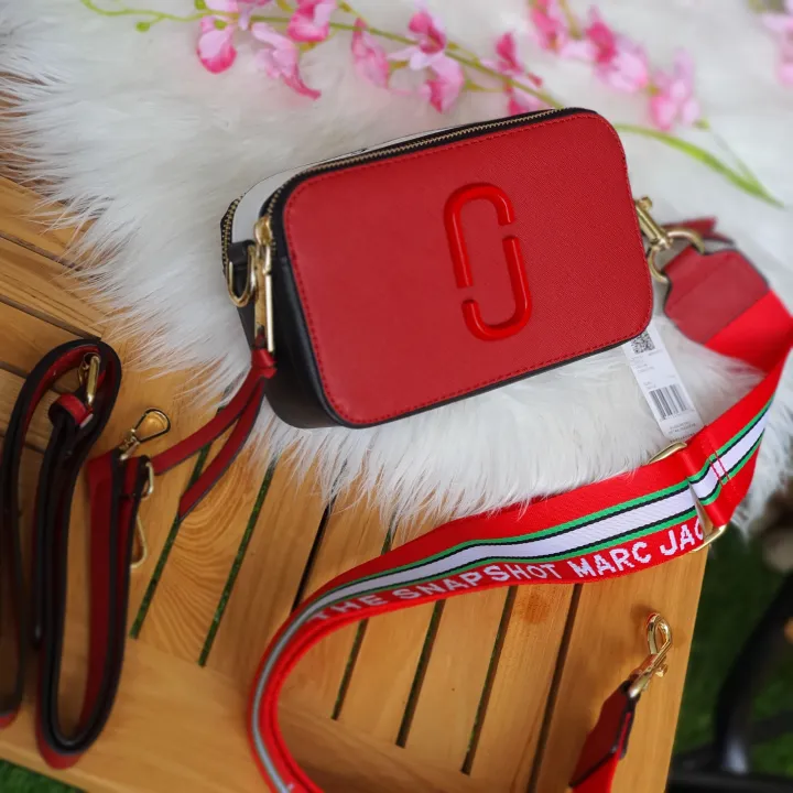Original Ceramic Leather Snapshot Camera Women's Bag With Red Logo ...