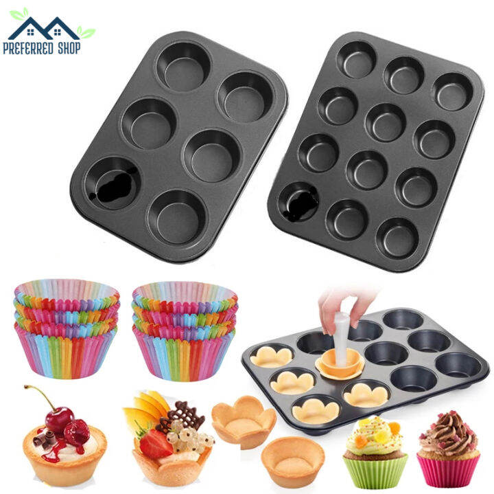 Preferred Shop 6/12 Holes Muffin pan Baking Tray Cupcake Non stick Pan ...
