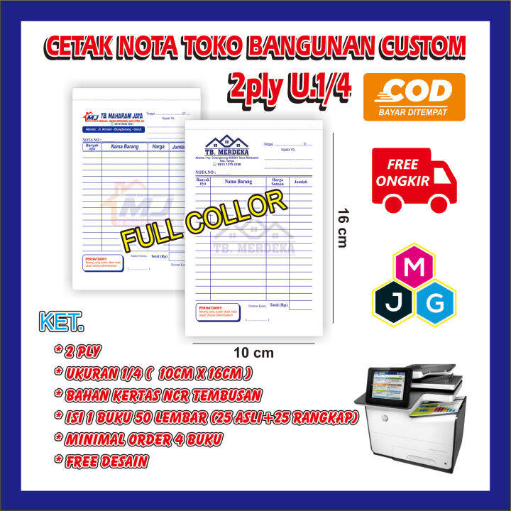 NOTA CUSTOM 2PLY /NOTA TOKO BANGUNAN NAMA SENDIRI, NOTA OLSHOP NAMA ...