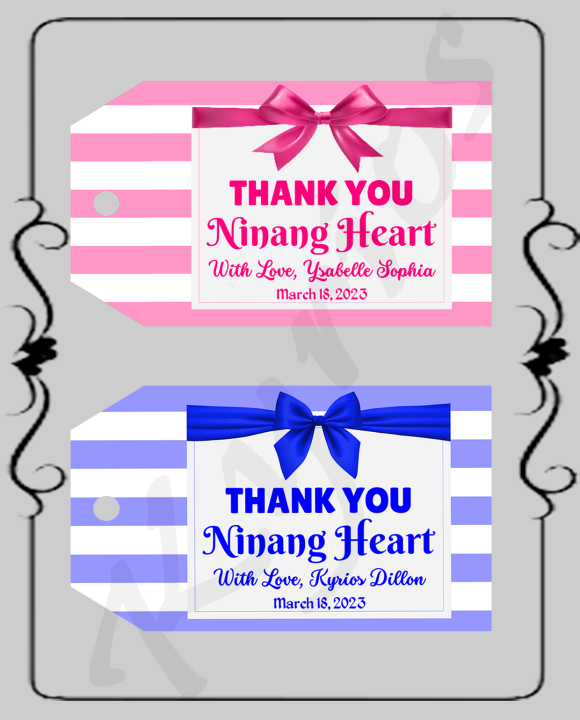 Personalized "Thank You Ninong & Ninang" Hang Tags for Souvenirs (Sold ...