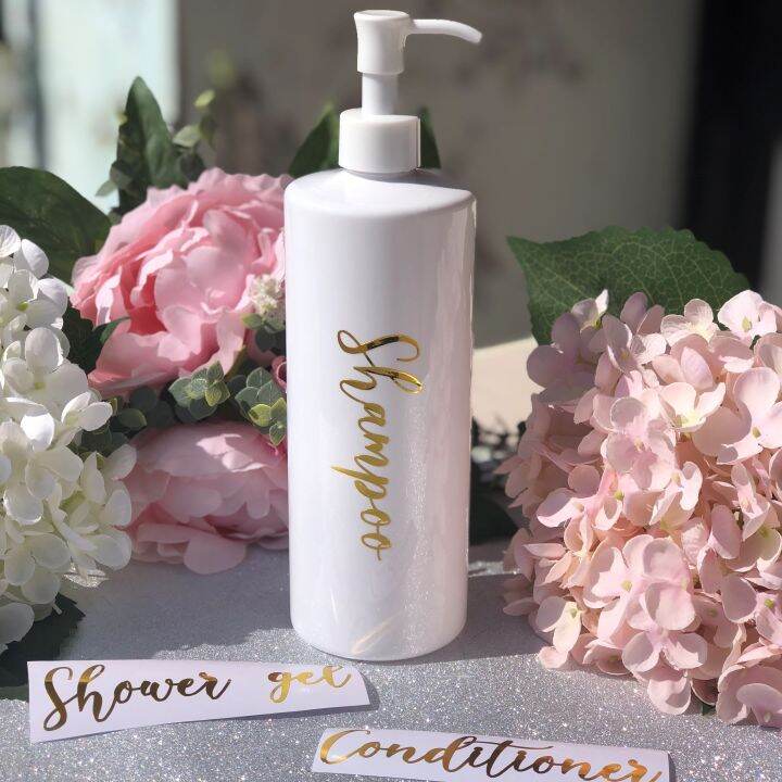 Personalized Shampoo Bottles with Label Modern Bathroom Salon Decor ...