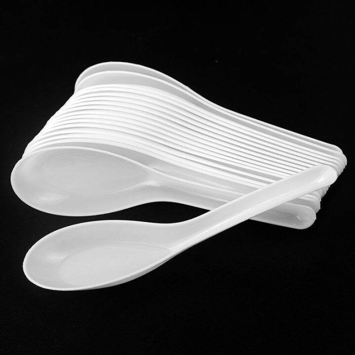50 Pcs Chinese Plastic Spoon Plastik Soup Spoon Cutlary Sudu Plastik ...