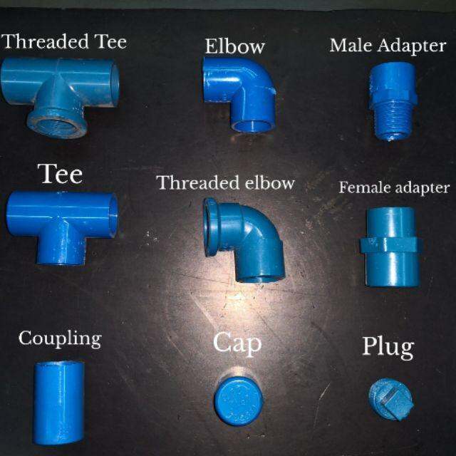COD♀ PVC Blue Fittings 1/2 (Elbow threaded tee male or female adapter ...
