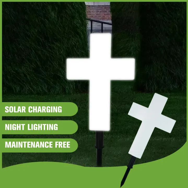 Solar Jesus Cross Lamp Rechargeable Gardening Ground Ornament Cross ...
