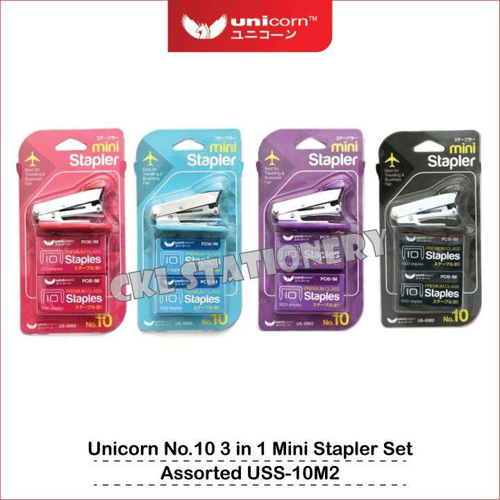 Unicorn No.10 3 in 1 Mini Stapler Set Assorted USS-10M2 | Lazada