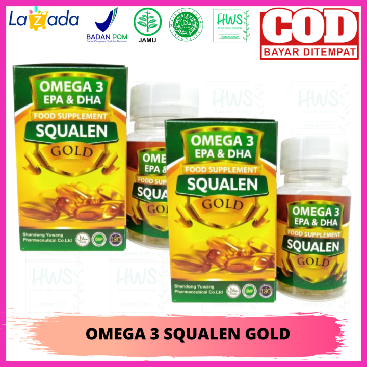 [ PAKET 2 BOTOL ][ COD ] Omega 3 Squalen Gold Minyak Ikan Plus Fish Oil ...