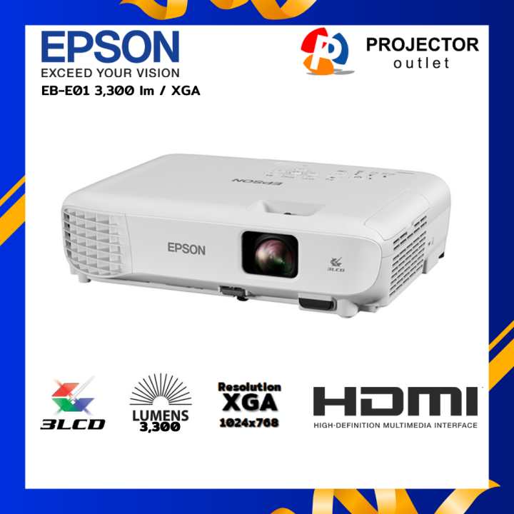 EPSON EB-E01 (3,300 lm / XGA) -ProjectorOutlet | Lazada.co.th