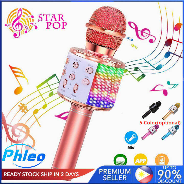 WS858 Bluetooth Wireless Microphone Home Karaoke Microphones Speaker Handheld Music Player ...