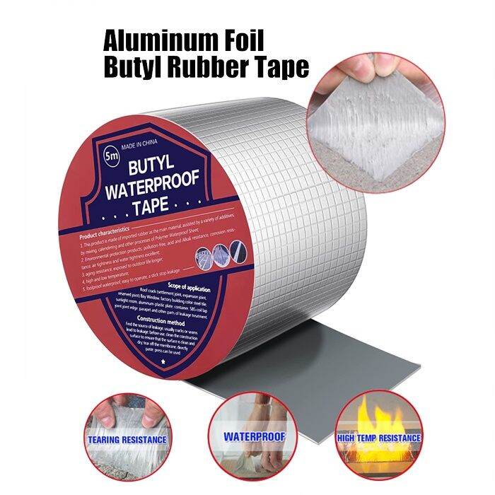 [YC] Waterproof Aluminium Foil Butyl Tape Self-Adhesive Repair for Roof Leaks/ Gam Kuat Tampal ...