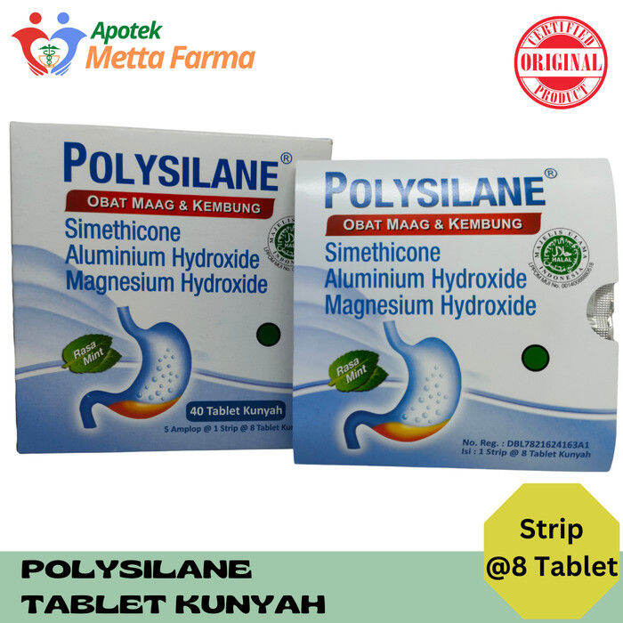Polysilane Tablet Kunyah Strip 8 Tablet /Kembung / Sakit Maag | Lazada ...