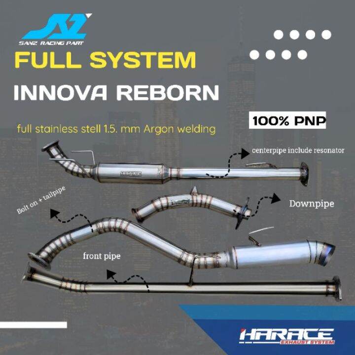 HARACE EXHAUST Knalpot Mobil Full System Hilux Revo 2GD Innova Reborn ...