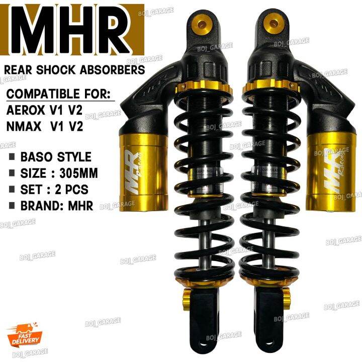 YAMAHA NMAX AEROX V1 V2 REAR SHOCK ABSORBERS 2PCS WITH BASO STYLE GOLD ...