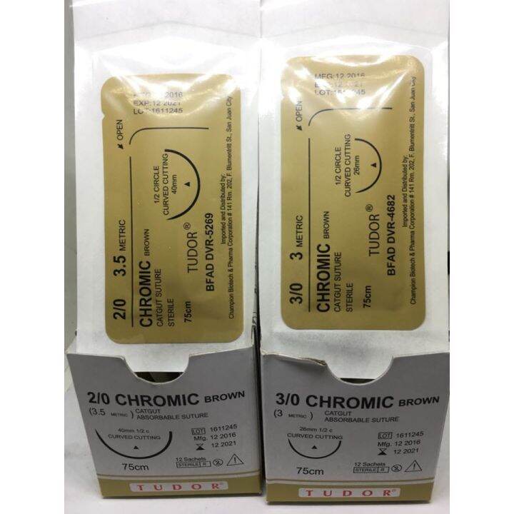 Tudor Chromic Brown Catgut Absorbable Suture 1/0. 2/0, 3/0, 4/0 Set of ...