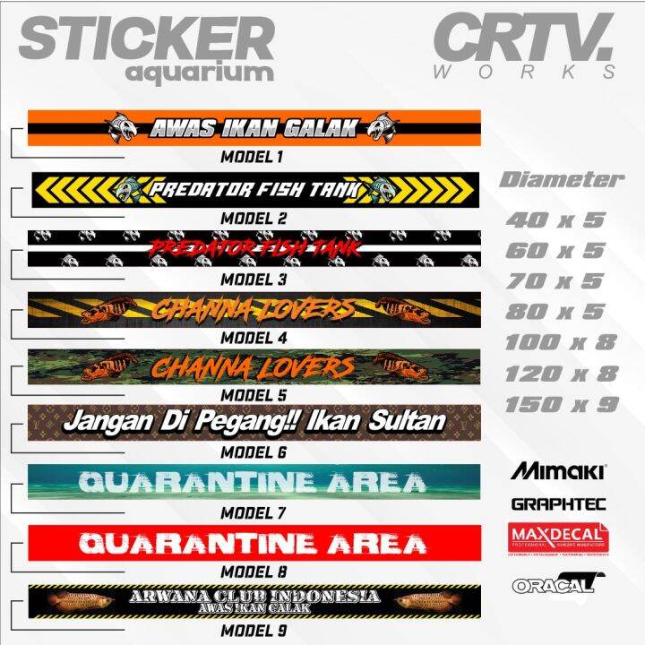 Stiker Aquarium Awas Ikan Galak Stiker Kaca Aquarium Predator ...