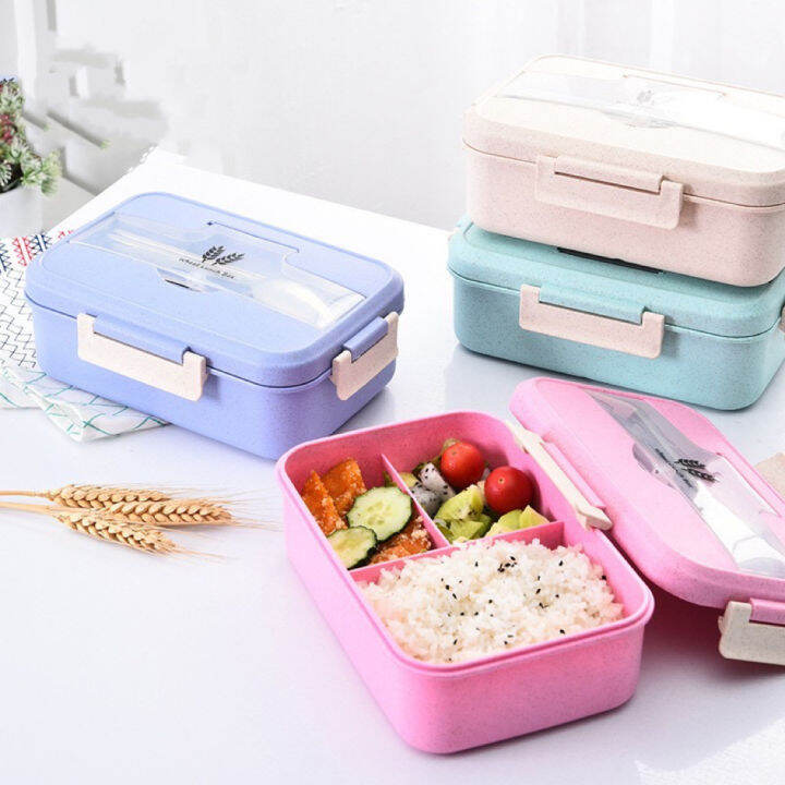 Diya Wheat straw heat preservation lunch box student lunch box three ...