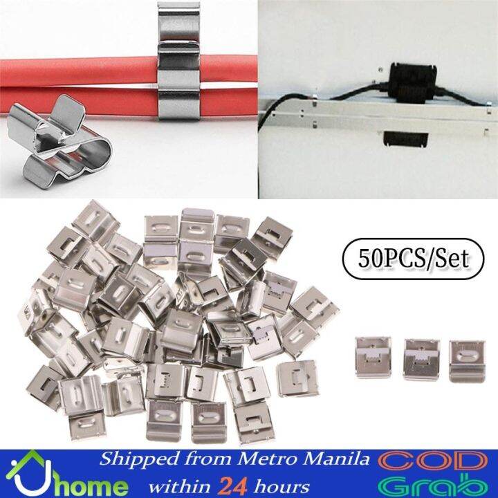 【SOYACAR】50Pcs Solar PV Wire Clip Photovoltaic Cable Panel Clamp Steel ...