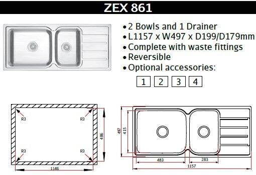 Rubine SS304 Double Bowls Kitchen Sink With Drainer - Zenith series ...