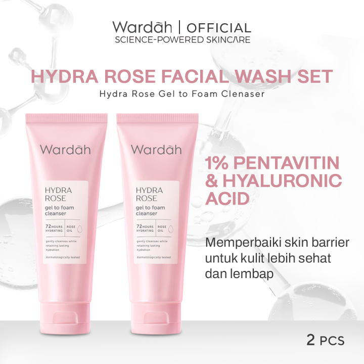 Wardah Twinpack Hydra Rose Gel to Foam Cleanser 100 ml - Facial Wash ...