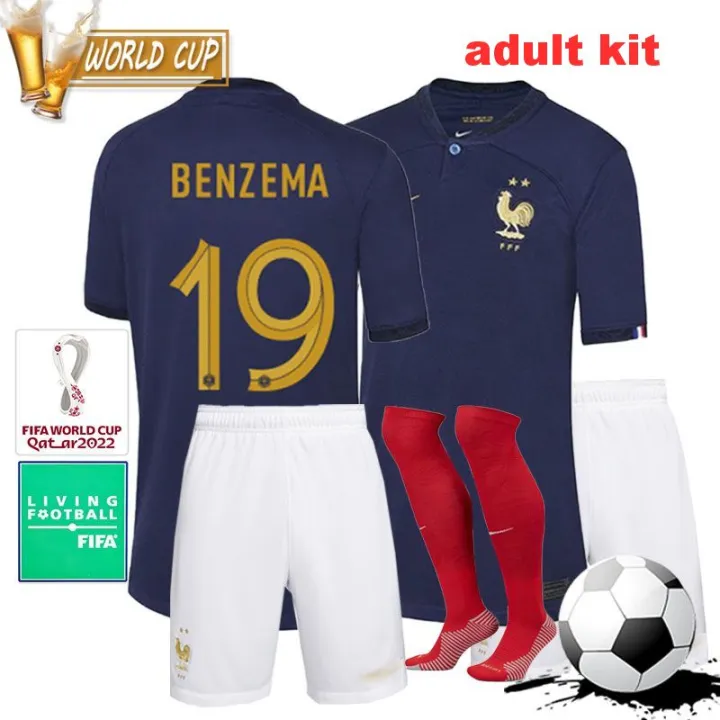 Adult kit France national team home soccer Jersey 2022 2023 World Cup Football suit with sock ...