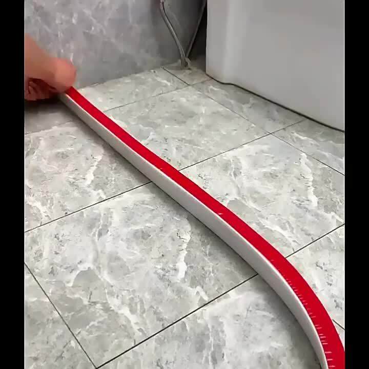 Rubber Silicone Shower Barrier Water Stopper Bathroom Waterproof Strip ...