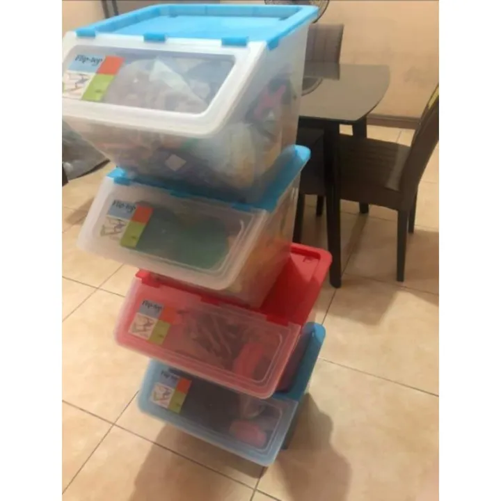 flip top storage box with wheels (big) 45x43x29 and small 38x43x29 ...
