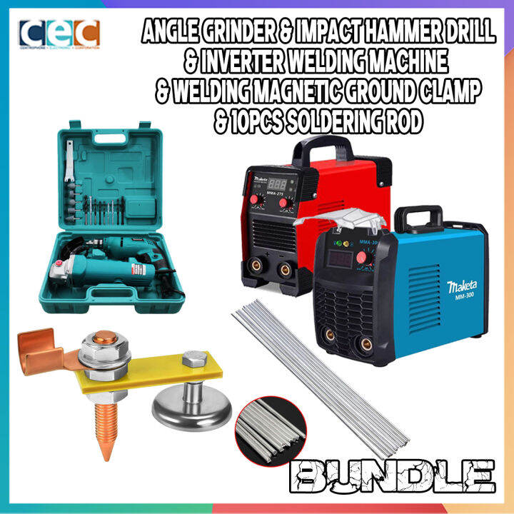 (BUNDLE 4in1) 2 in 1 Angle Grinder & Impact Hammer Drill Combo Tool Set ...