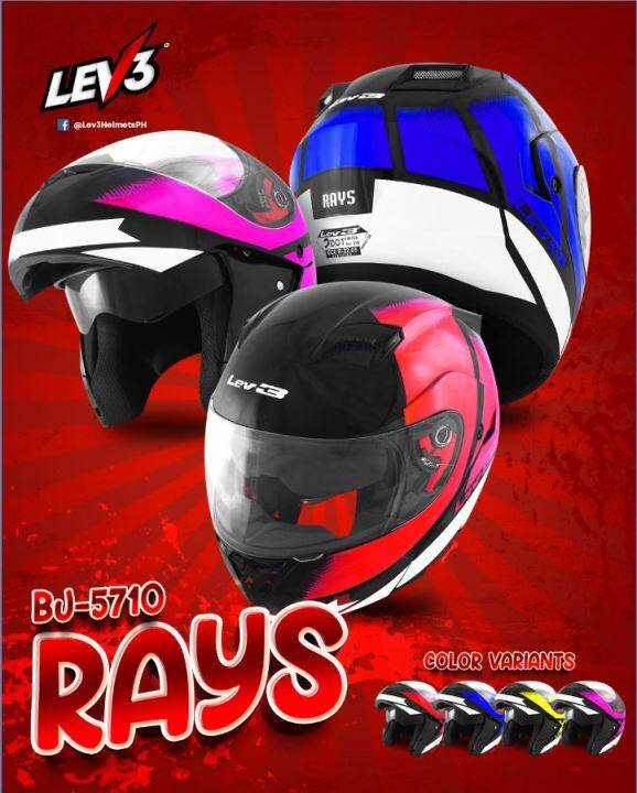 Lev3® Modular BJ-5710 Rays Motorcycle Helmet | Lazada PH