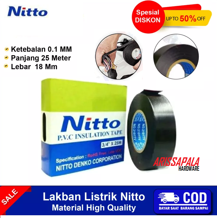 NITTO Solasi Isolasi Solatip Selotip Isolasi Kabel Listrik NITTO ...