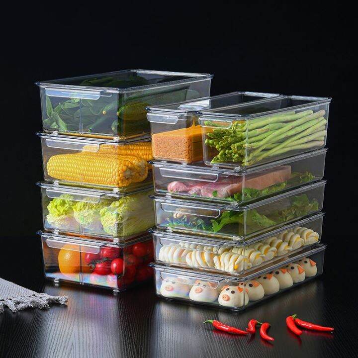 HB Acrylic Refrigerator Slide Food Storage Box Stackable Transparent ...