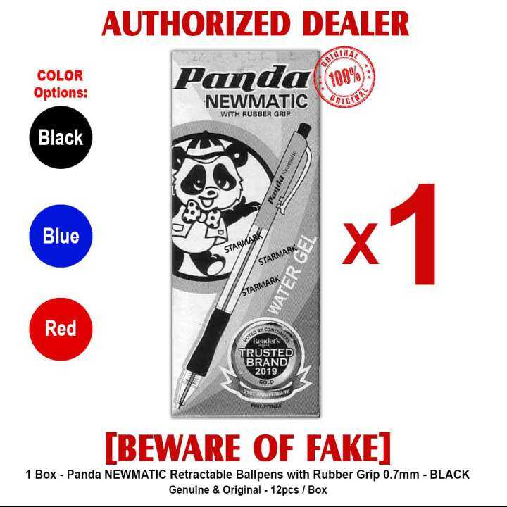 Panda NEWMATIC Ballpen Ballpens BLACK BLUE RED with Rubber Grip 0.7mm ...
