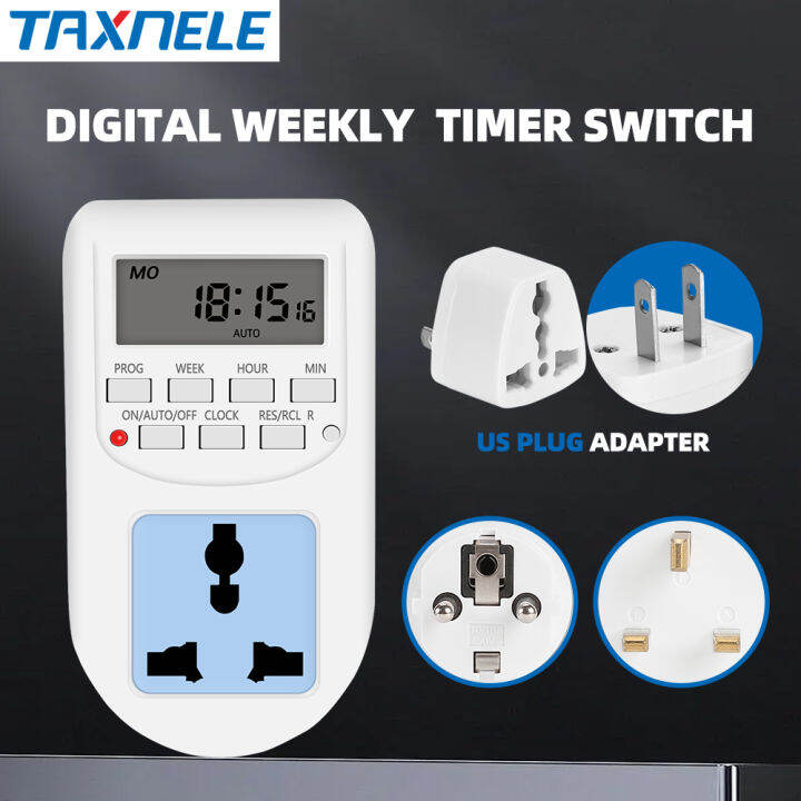 Digital Time Switch Timer With UK EU US Socket Weekly Programmable Electronic Digital Timer ...