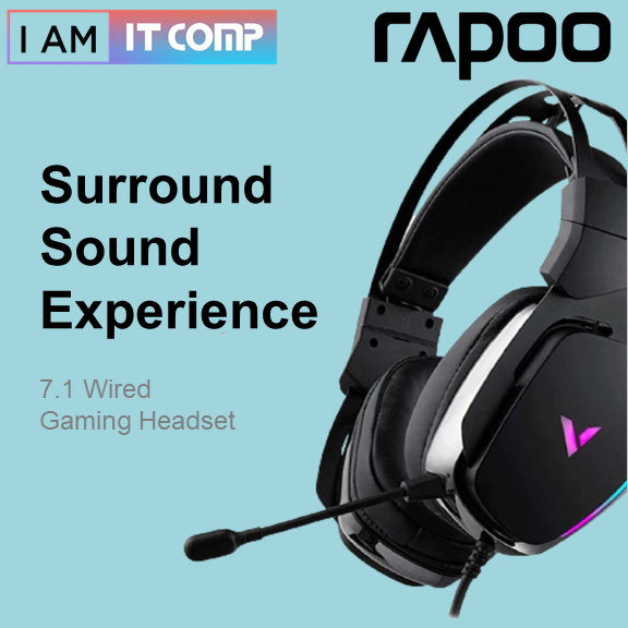 RAPOO VH710 Virtual 7.1 Surround Sound Wired Gaming Headset with LED ...