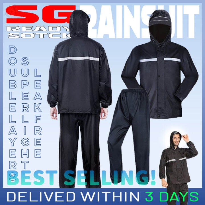 🚩[SPOT] Double Layers Raincoat Rainsuit Premium PVC Coat Reflective ...