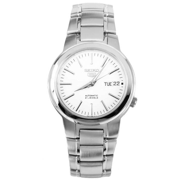 Karnvera Shop Seiko 5 นาฬิกาผู้ชาย Automatic White Dial Stainless Steel ...