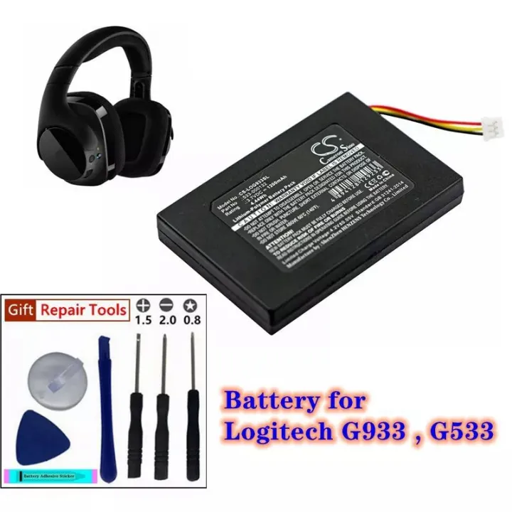 Wireless Headset Battery 3.7V/1200mAh 533-000132 for Logitech G533,G933 ...